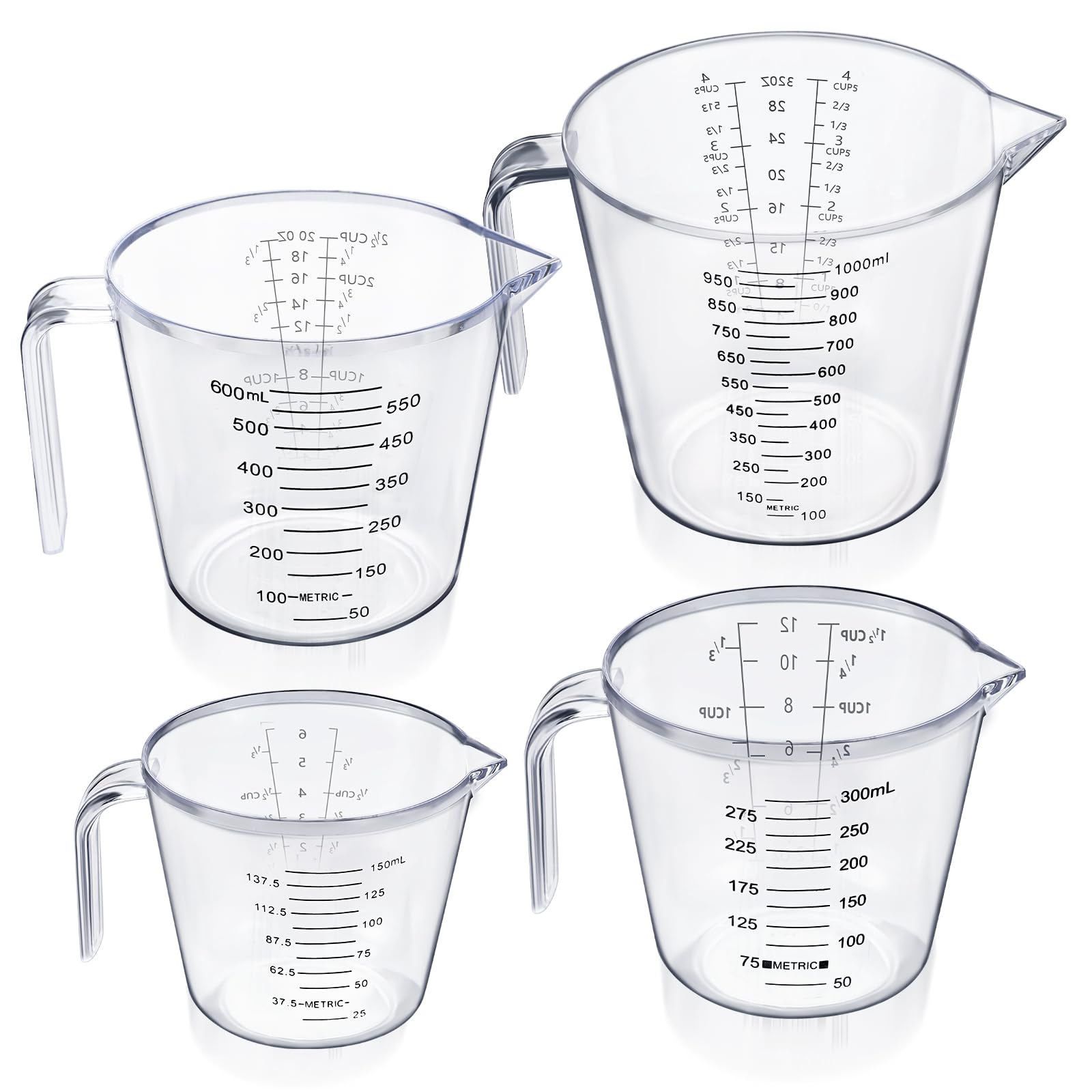 Measuring Jug Set of 4 for Kitchen, Lychico BPA Free Liquid Nesting ...