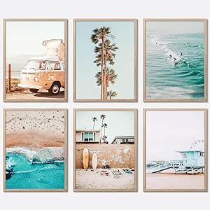 Amazon.com: Aimery set For 6 Summer Beach Wall Art Tropical Summer Ocean Coastal Posters beach ...