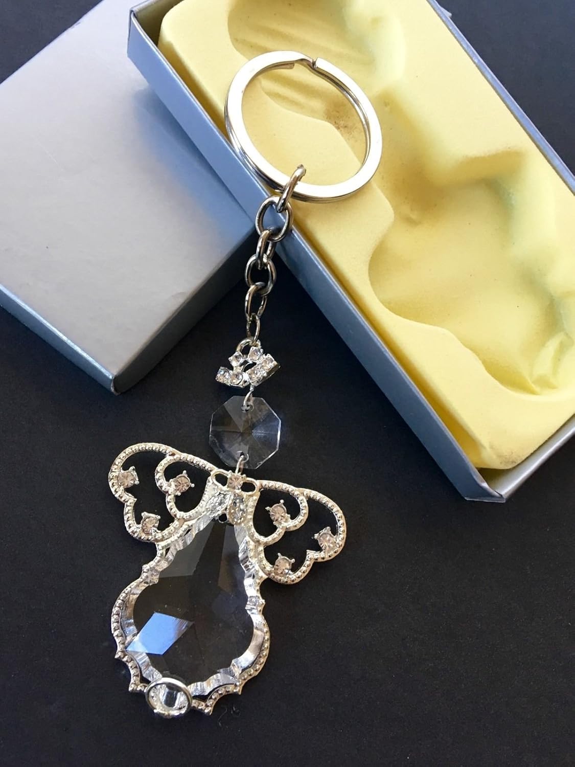 Amazon.com: 12 Angel Key Chains Crystal Baptism, First Communion ...