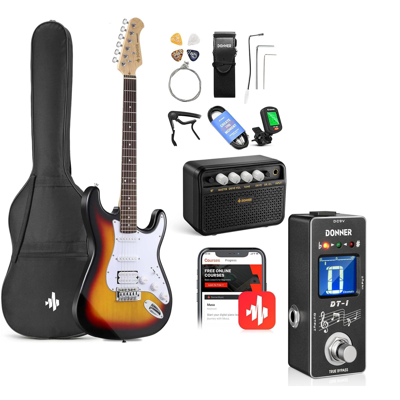 Amazon.com: Donner DST-100S 39 Inch Full Size Electric Guitar Kit ...