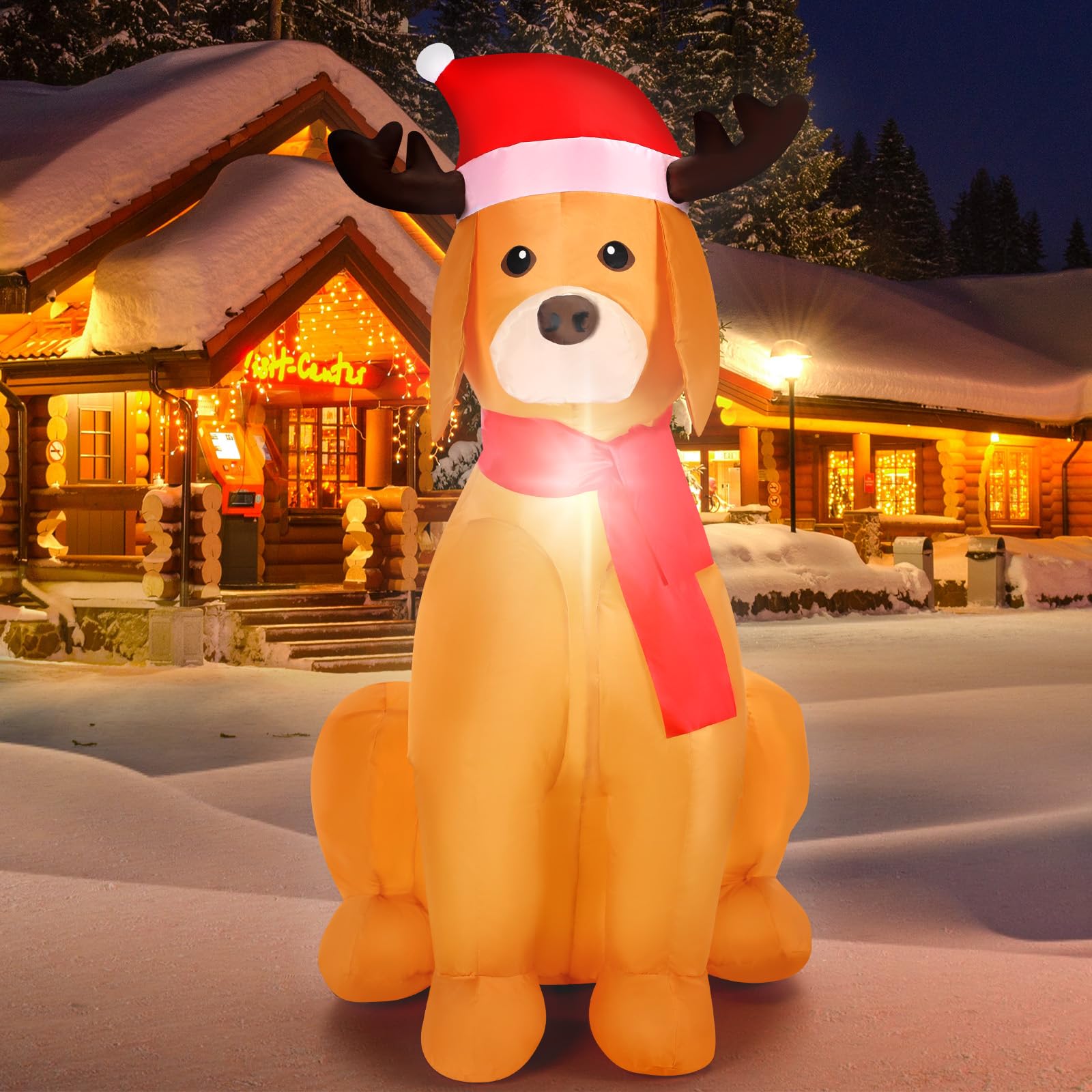 Amazon.com: Kitticcino 4 Ft Christmas Golden Retriever Inflatables ...