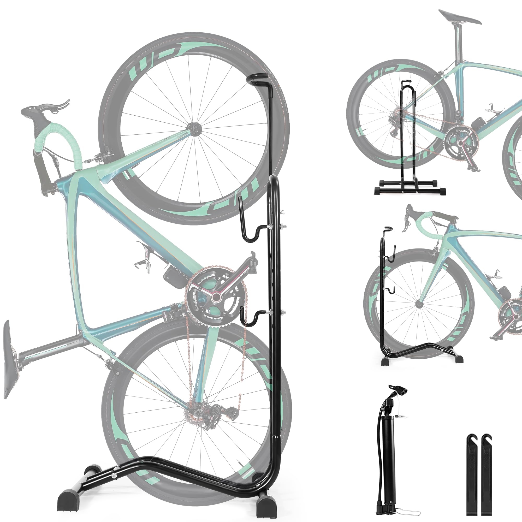 Amazon.com: Clebay 3-in-1 Vertical Bike Stand Upright Bicycle Rack with ...