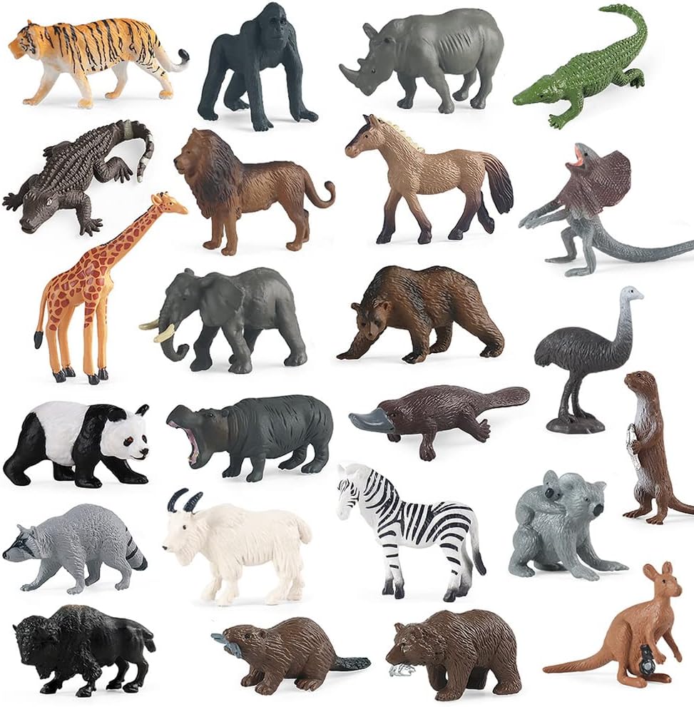 LUFEIS Mini Orman Hayvanı Oyuncağı, 24 Adet Gerçekçi Hayvan Figürü ...