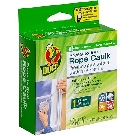 Duck Brand Press to Seal Rope Caulk, White, 1/8-Inch Wide x 35-Feet ...