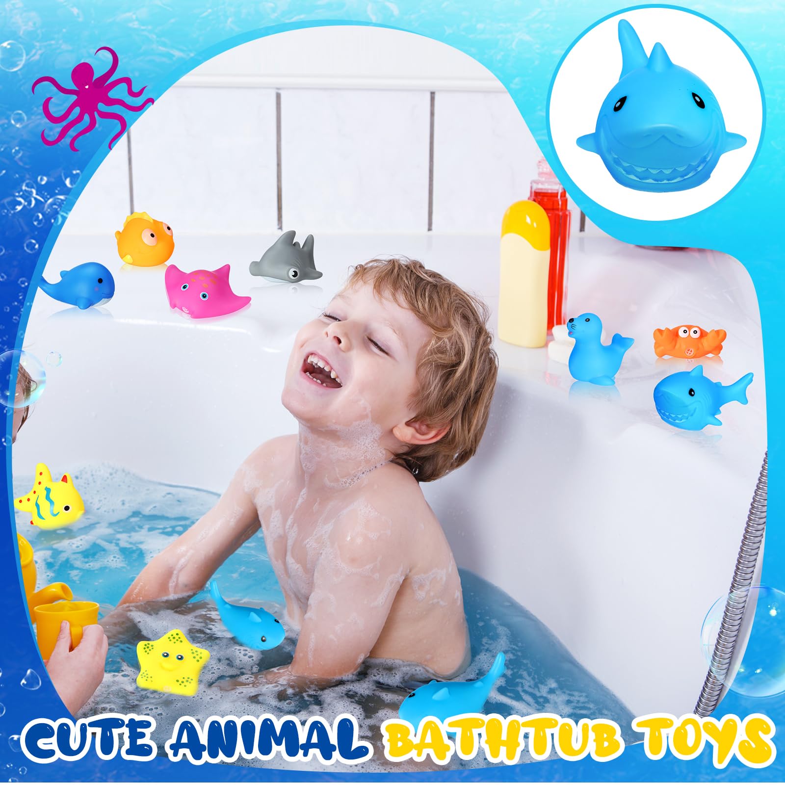 Snapklik.com : Poen 100 Pcs Rubber Bath Toys Bulk Cute Sea Animals ...