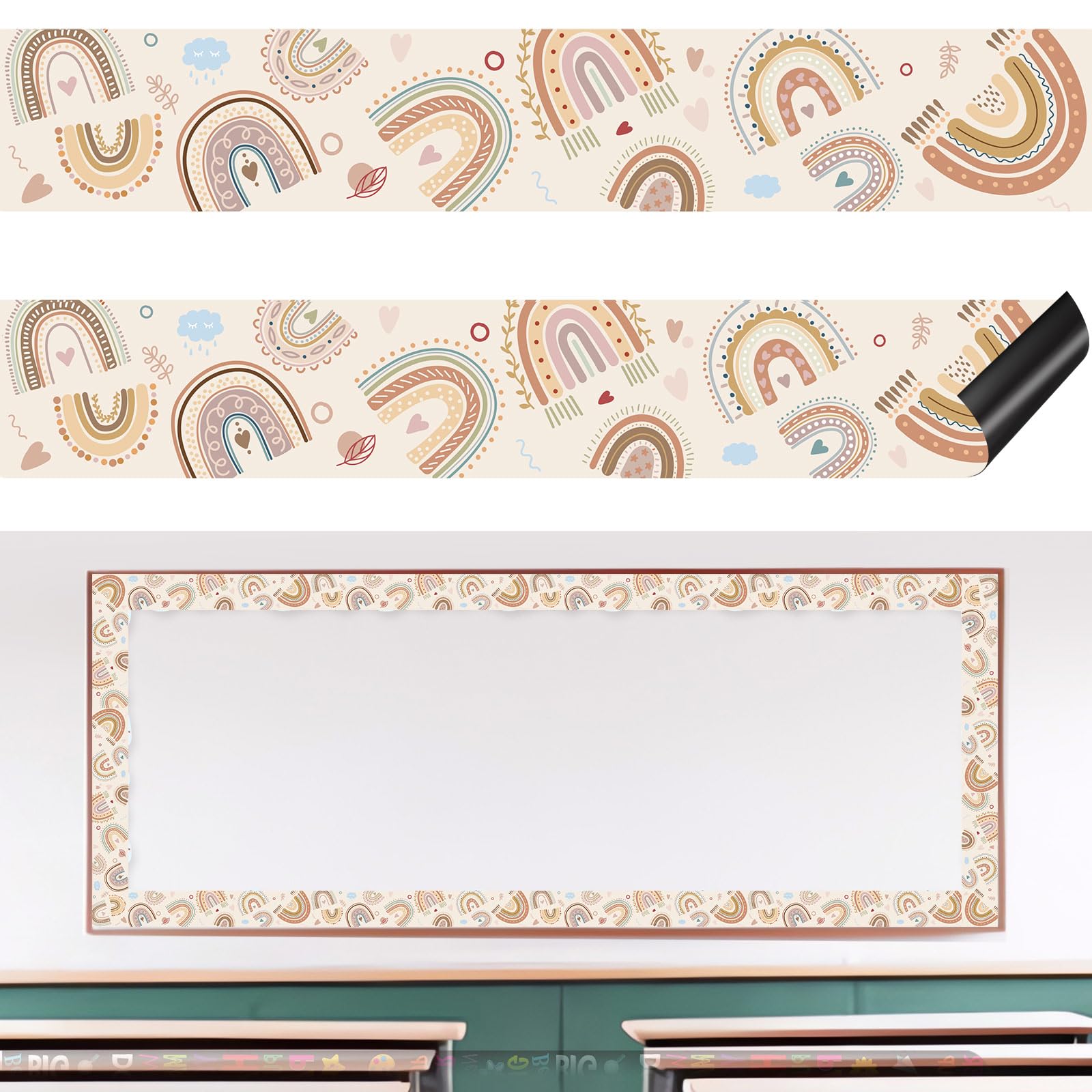 Snapklik.com : 12 Pcs Boho Magnetic Border Rainbow Bulletin Board ...