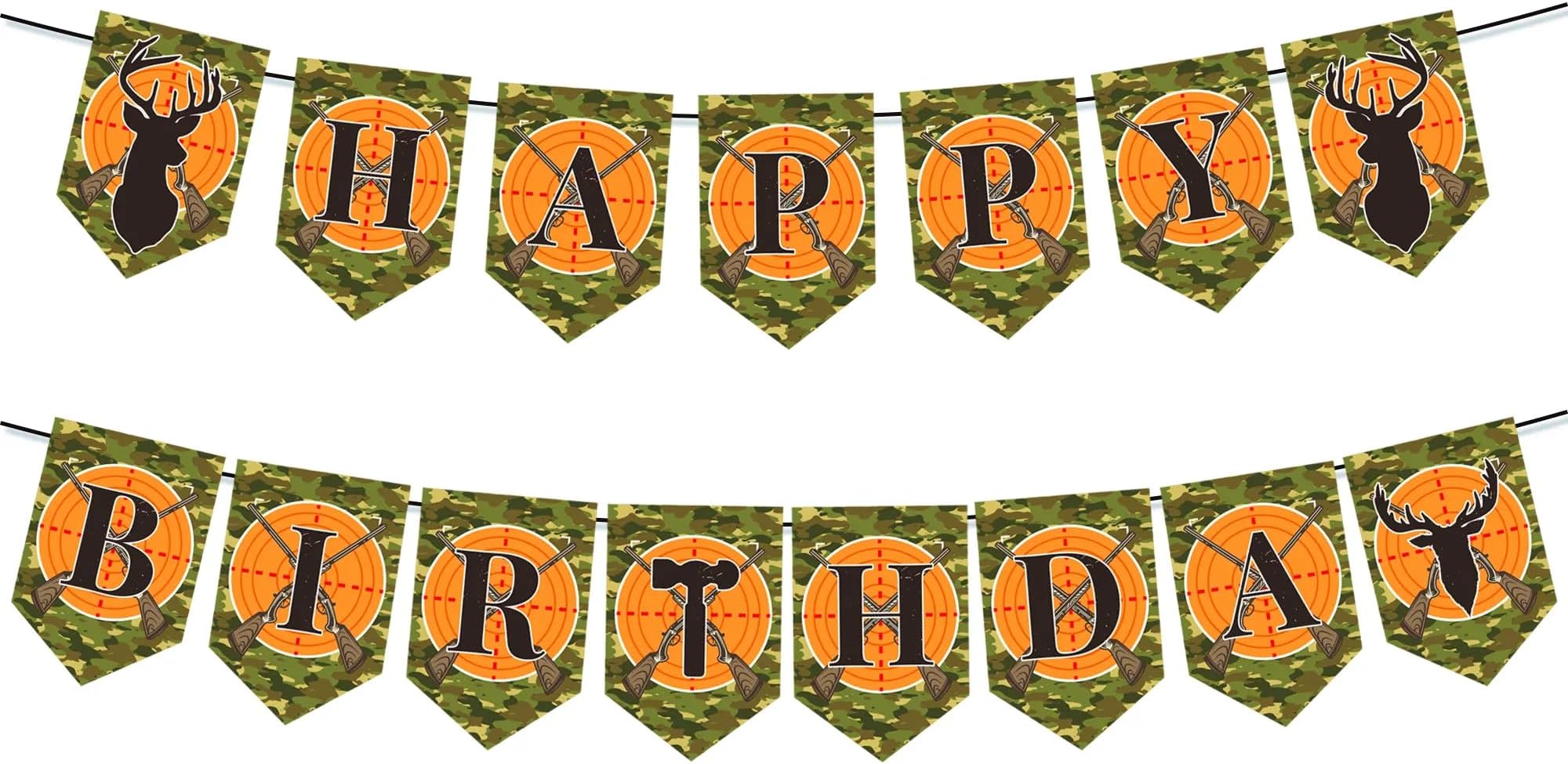 Amazon.com: Deer Hunting Camo Happy Birthday Banner - Deer Hunting ...