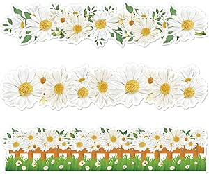 Amazon.com: JarThenaAMCS 69Ft Spring Daisy Bulletin Board Border White ...