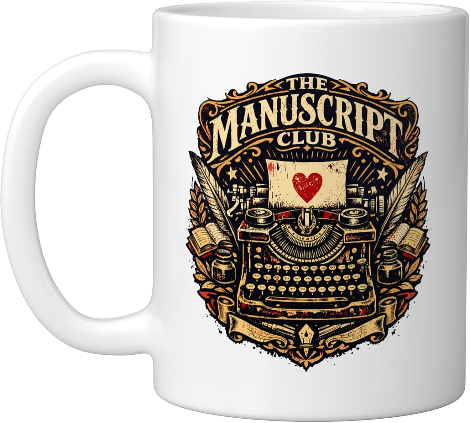 Amazon.com | Manuscript Club Vintage Typewriter Ceramic Mug, White ...