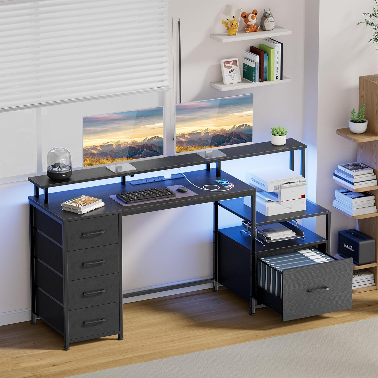 Computer Desk with Storage Drawer, Wooden Study Table Writing ...