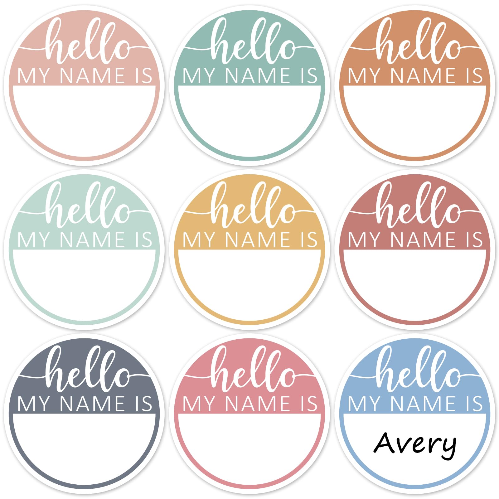 Amazon.com : JarThenaAMCS 315Pcs Hello My Name is Name Tag Boho Round ...
