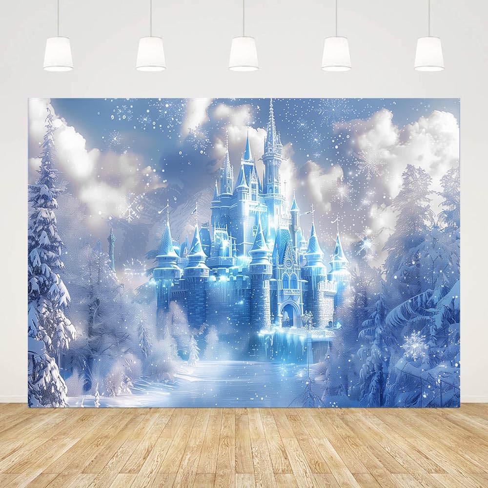 Amazon.com : AIBIIN 7x5ft Winter Castle Backdrop Blue Ice Forest ...