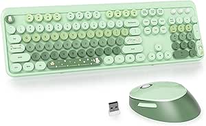 Amazon.com: GTSP Typewriter Colorful Green Wireless Keyboard and Mouse ...