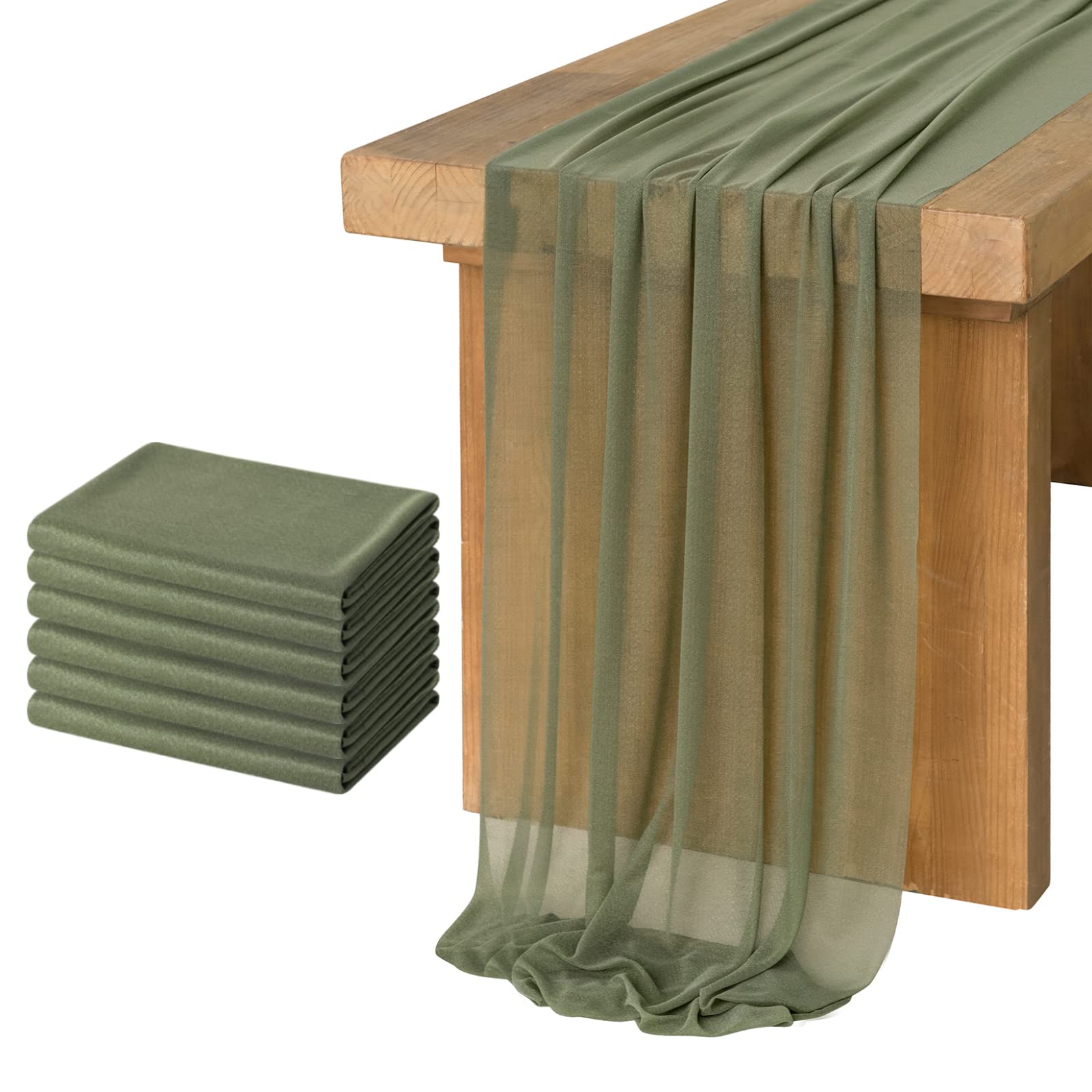 Amazon.com: Ling's Moment 6-Pack 10ft Sage Green Sheer Chiffon-Like ...