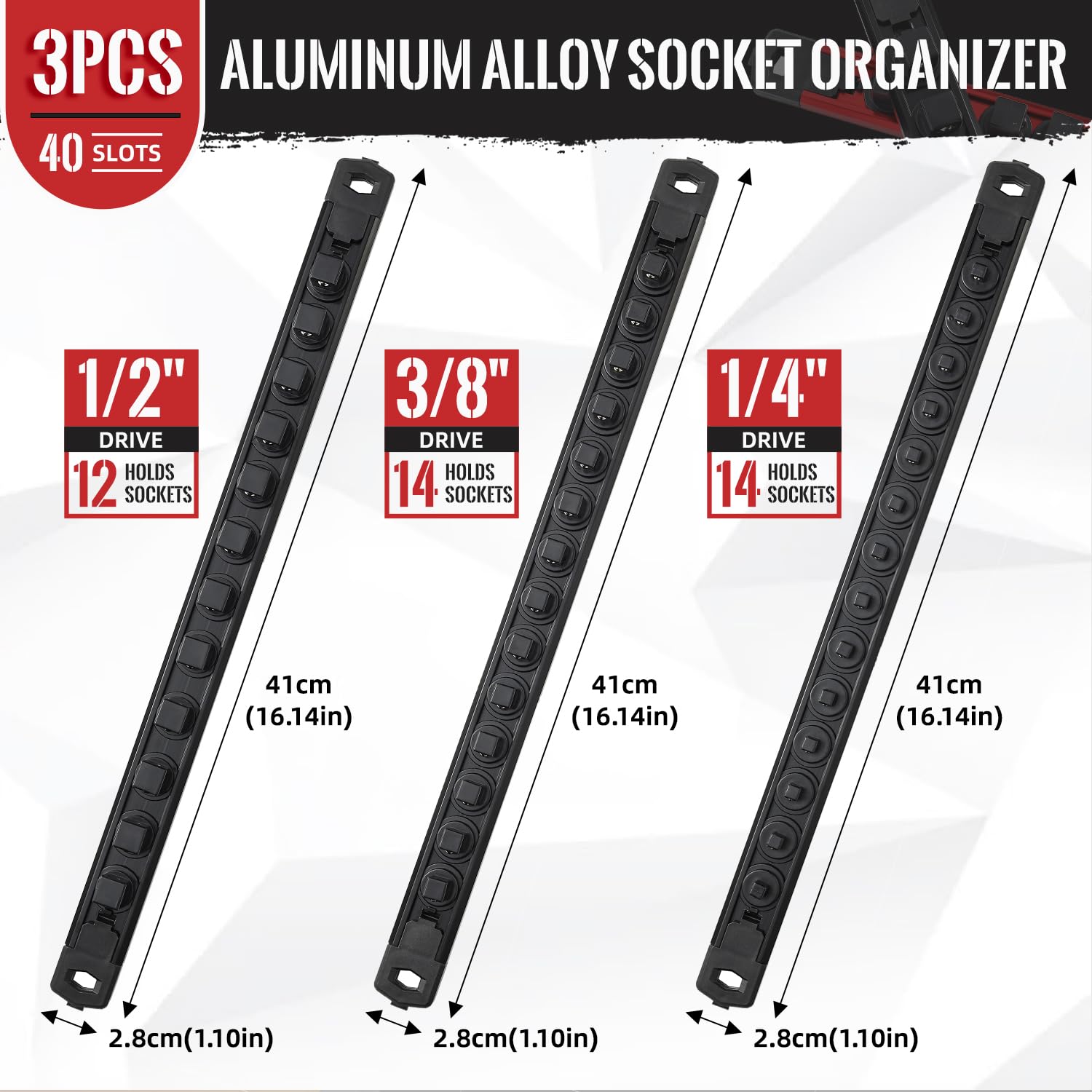 Snapklik.com : Reniteco Magnetic Socket Organizer, 3-Piece Heavty Duty ...