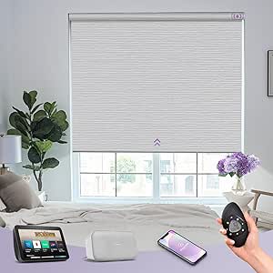Amazon.com: Graywind Smart Blackout Roller Shades Compatible with Alexa Google Textured Gleaming ...