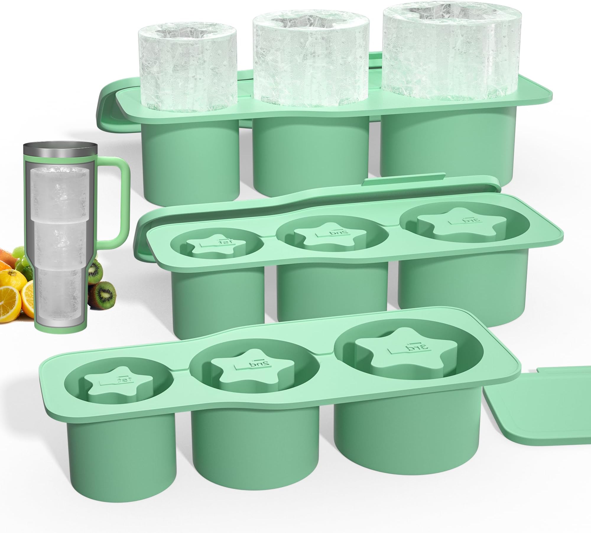 Amazon.com: Hleelomi 30-40 oz Ice Cube Mold for Stanley Cup, 3 Pcs ...