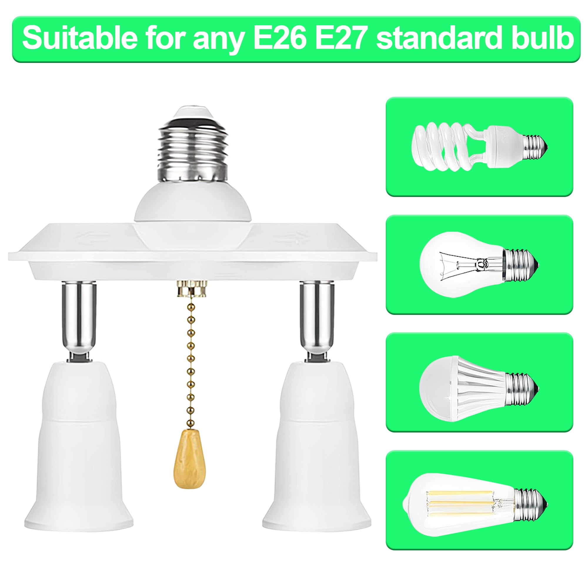 Snapklik.com : Pull Chain Light Fixture Light Socket Adapter 360 Degree ...