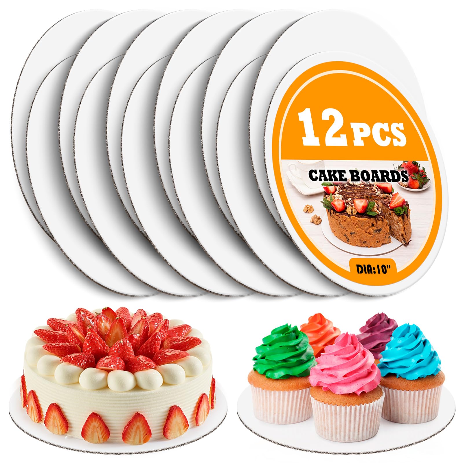 Amazon.com: 12PCS Cake Boards 10 inch Round,Thicker White Cake Boards ...