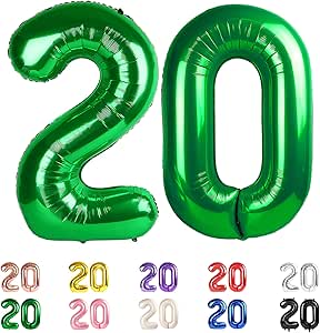 Amazon.com: 20 Balloon Number, 20th Birthday Decorations for Women Men ...