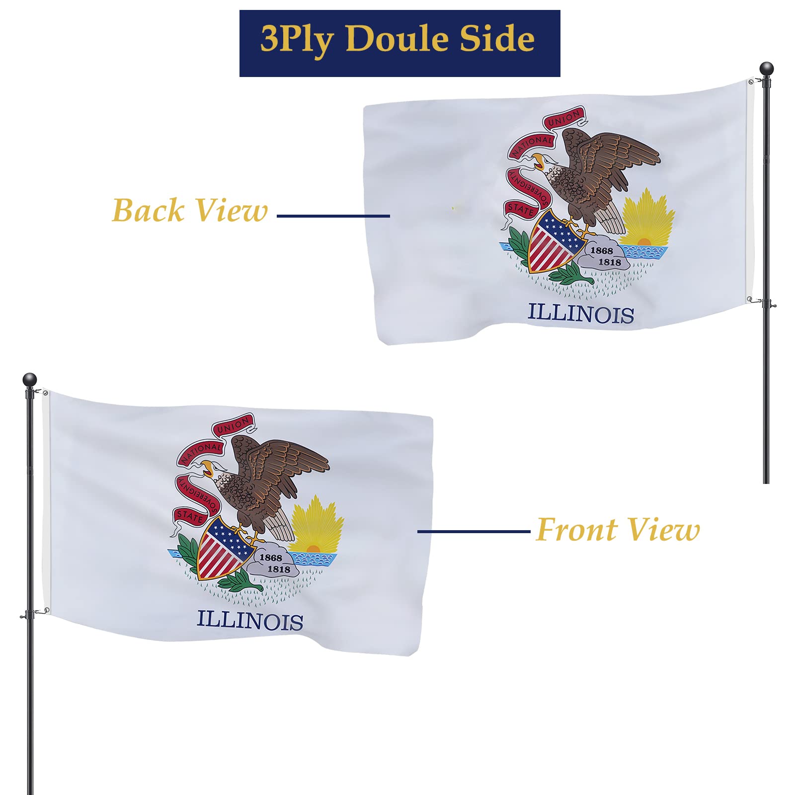 Snapklik.com : TOPFLAGS Illinois Flag 4x6 Double Side 3Ply IL State ...