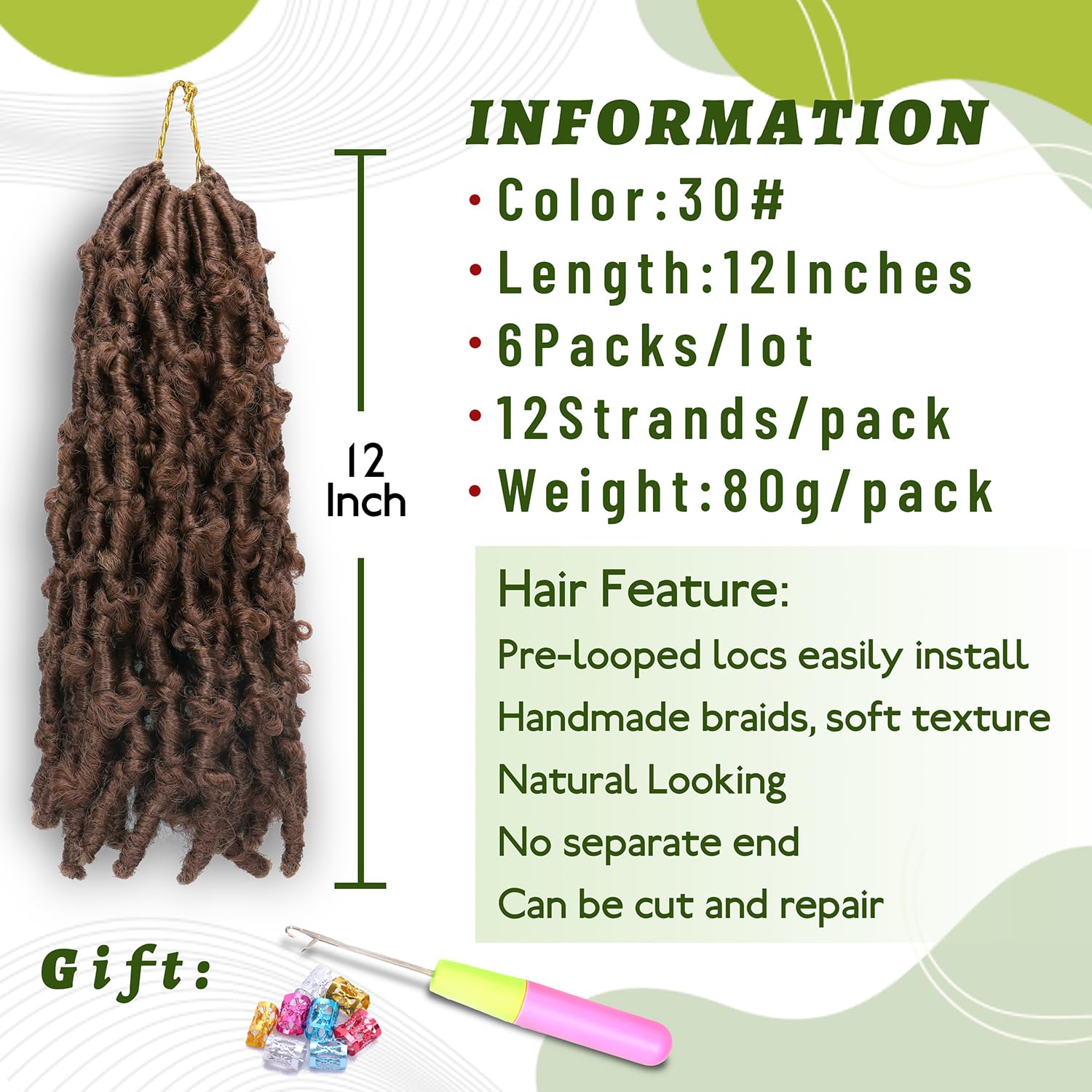 Snapklik.com : 6 Packs Butterfly Locs Crochet Hair 12 Inch Pre-looped ...