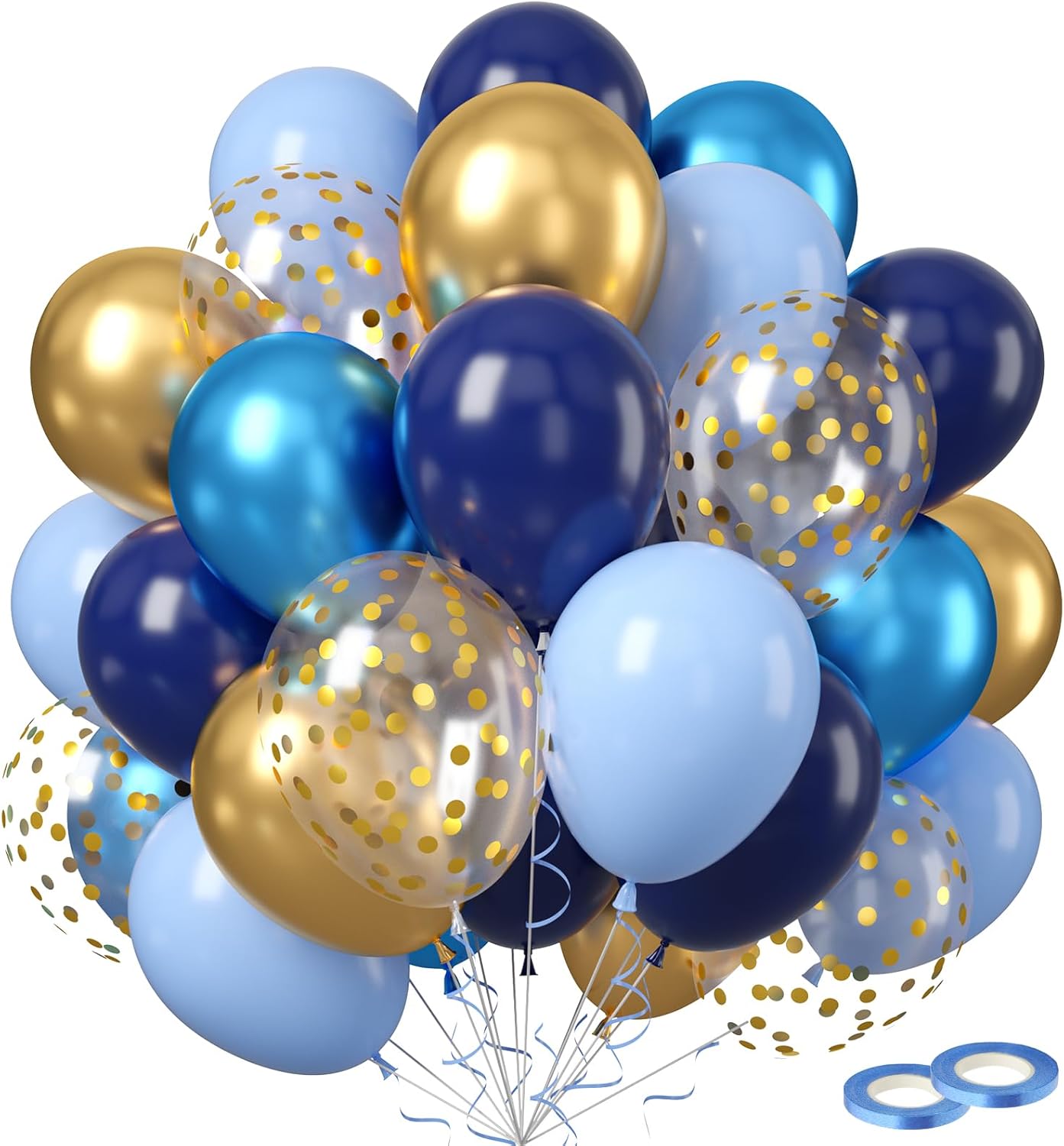 Amazon.com: Blue Gold Balloons Set, 60 Pack 12Inch Navy Blue Gold Party Balloons With Gold ...