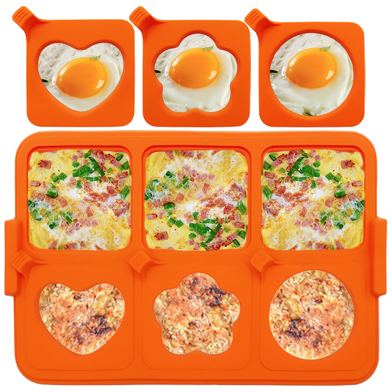 Amazon.com: 7pcs Griddle Egg Ring Tray Silicone Egg Pancake Mold for ...