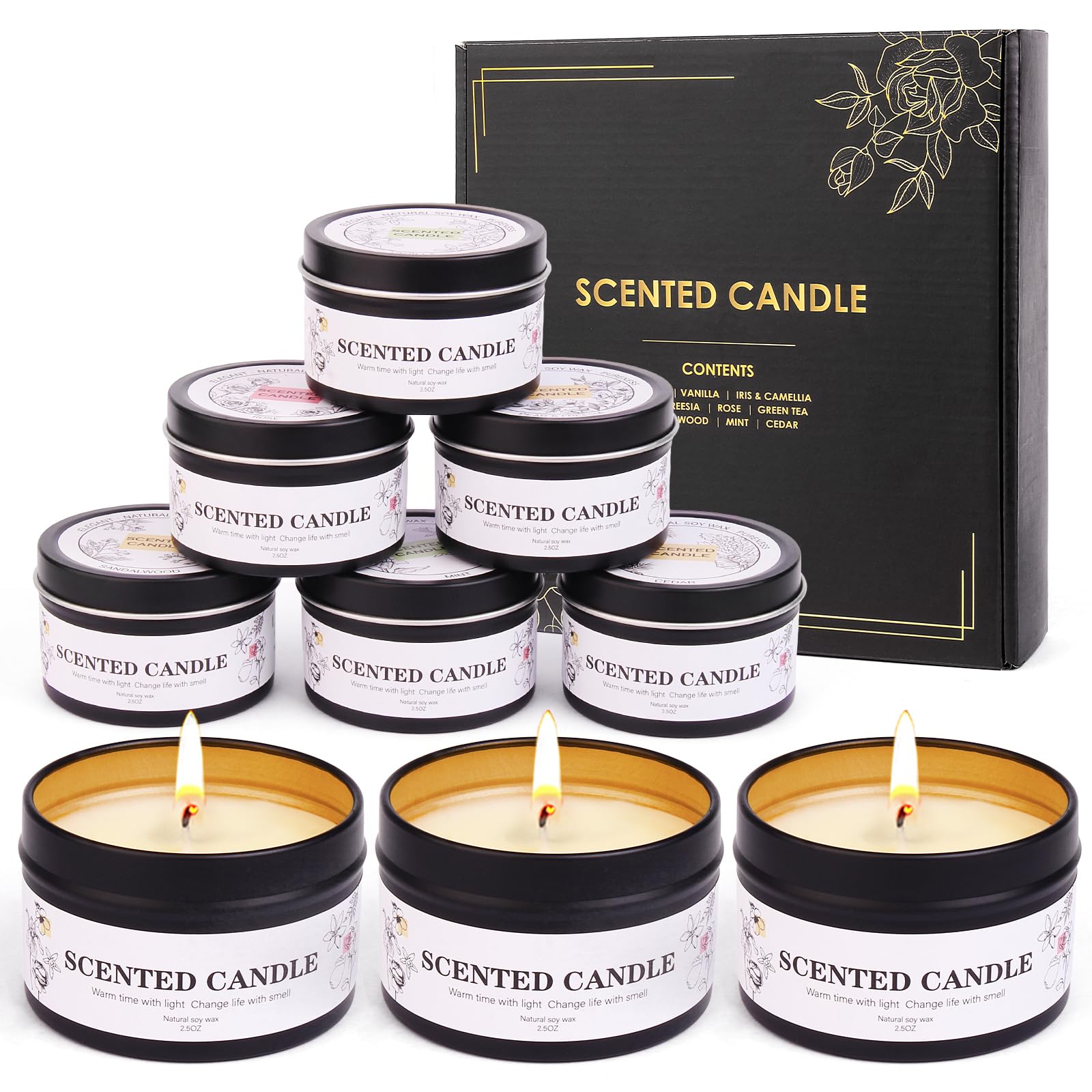 Amazon.com: 9 Pack Scented Candles Gift for Women and Men, Aromatherapy ...