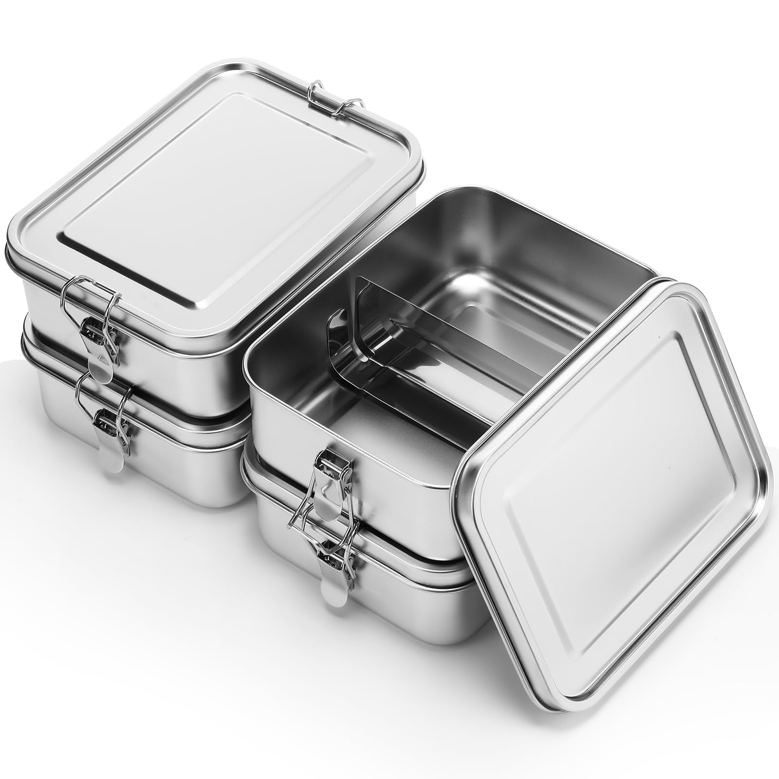 Amazon.com: Umigy 4 Pcs Stainless Steel Bento Box Metal Lunch Box Food ...
