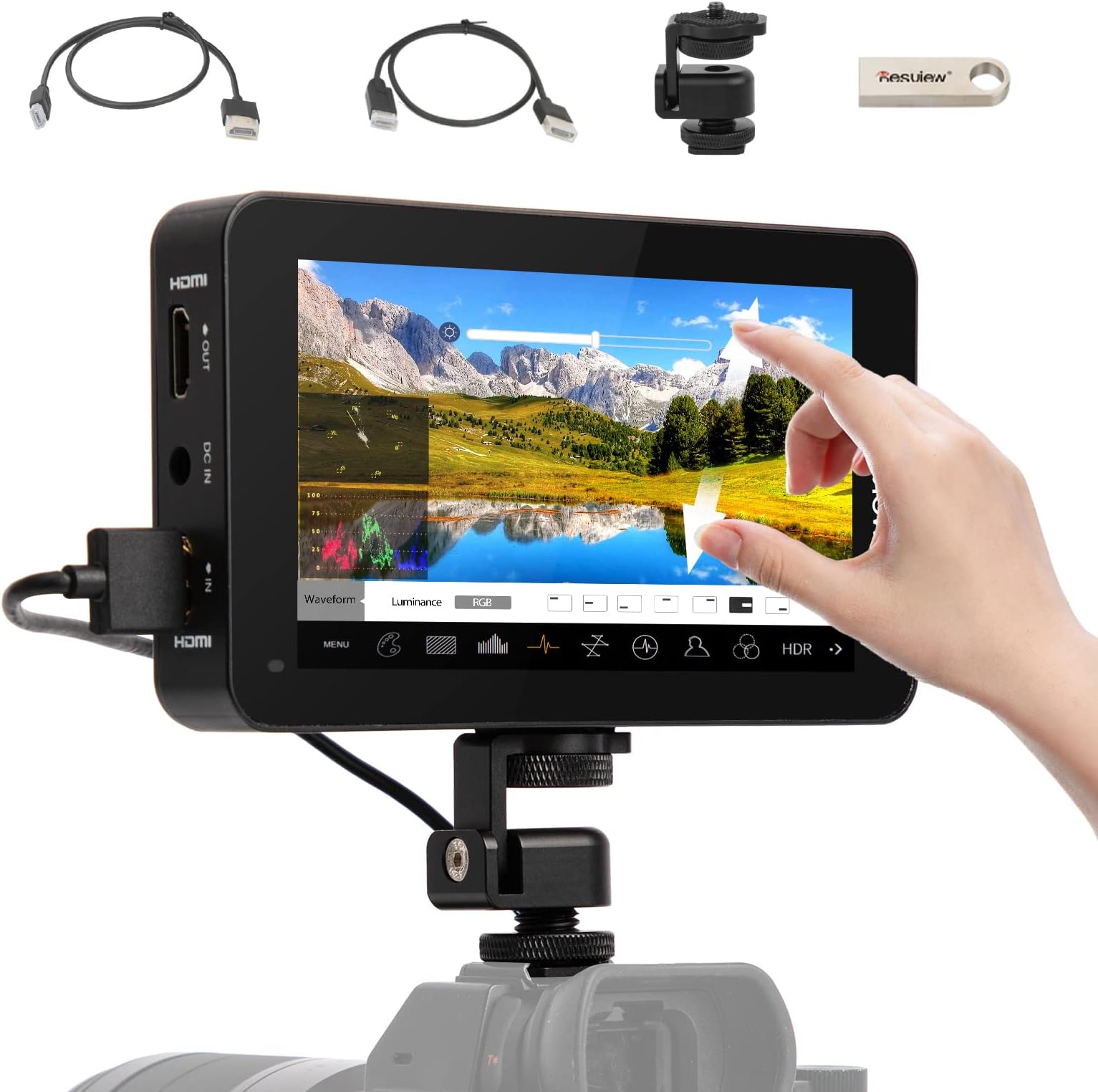 Amazon | Desview-R6-カメラ撮影モニター-2800nit高輝度-5.5インチタッチカメラモニター R6-UHB タッチパネル ...