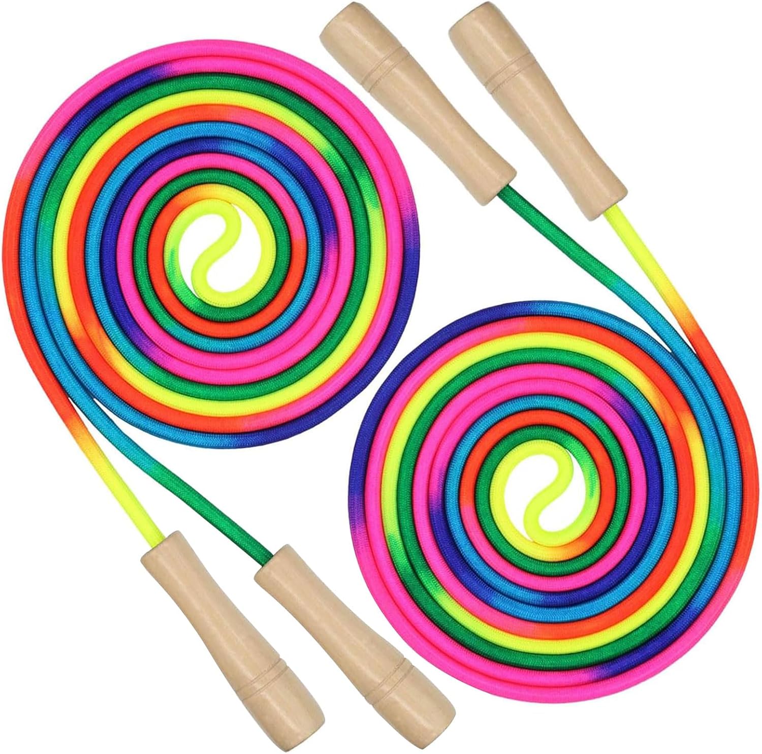 2 Pack Long Skipping Rope - 16 FT Rainbow Jumping Rope, Multiplayer ...