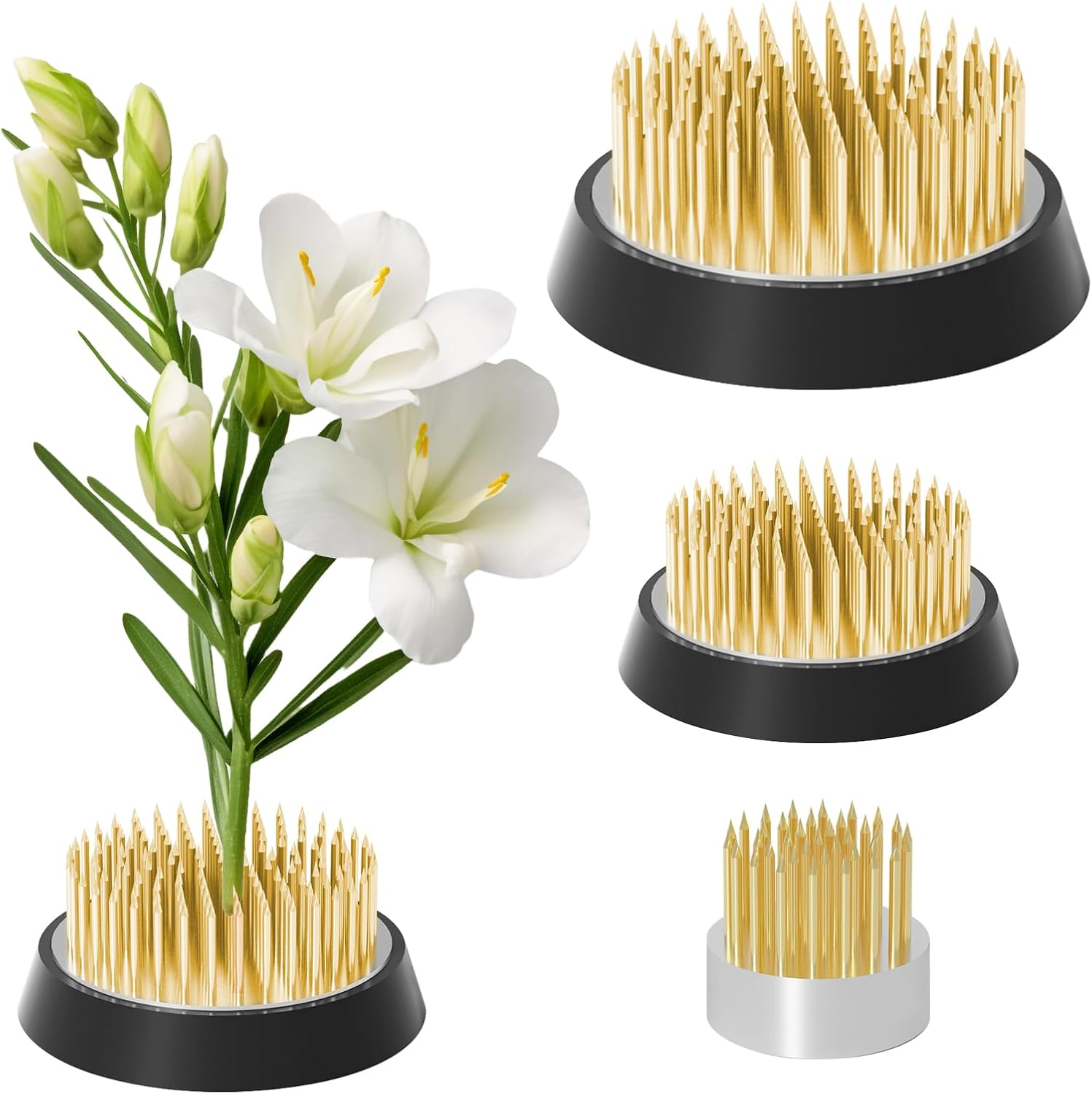 Amazon.com: 3 Pcs Flower Frog Pin Holder, Round Metal Flower Frog Vase ...