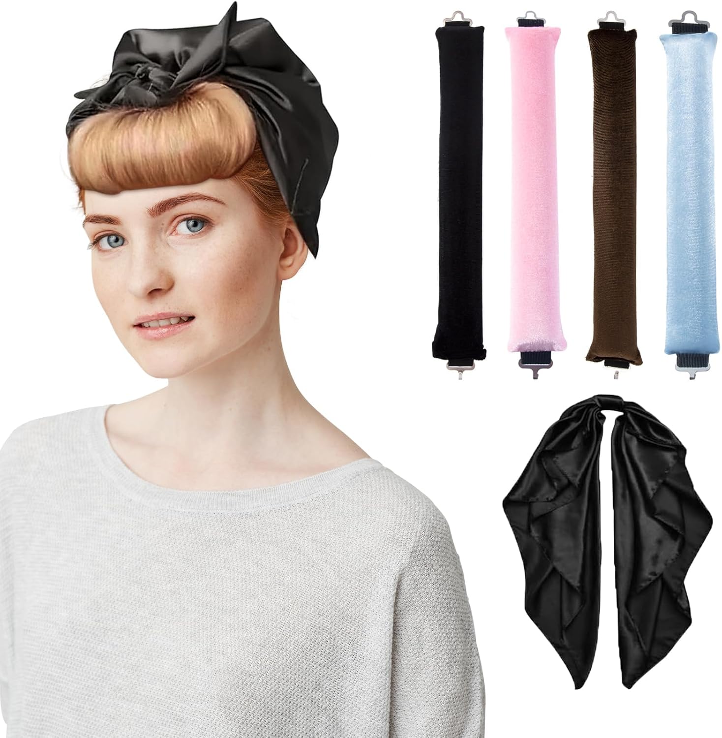 4Pcs Heatless Overnight Blowout Rods, No Heat Hair Curlers Heatless ...