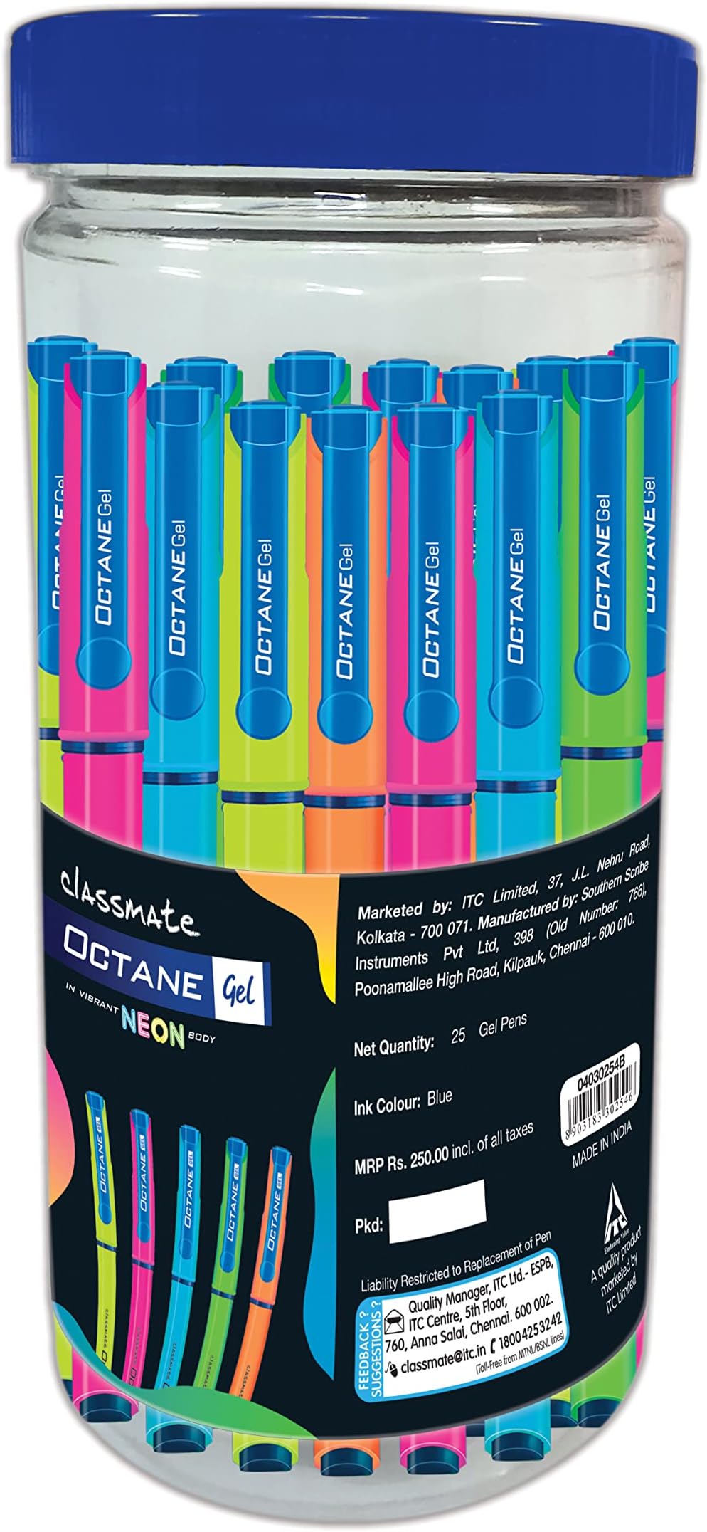 Amazon.com: Classmate Octane Gel Pen- Neon Series (Blue)- Pack of 25 ...