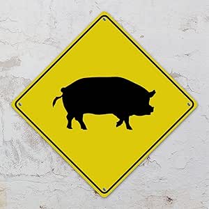 Amazon.com : LITTLEGROVE SEEDS Pig Crossing Xing Sign Beware of Pig ...