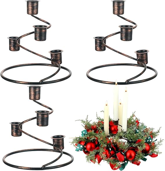 Amazon.com: Sliner 3 Pcs Christmas Advent Wreath Candle Holder Rustic ...