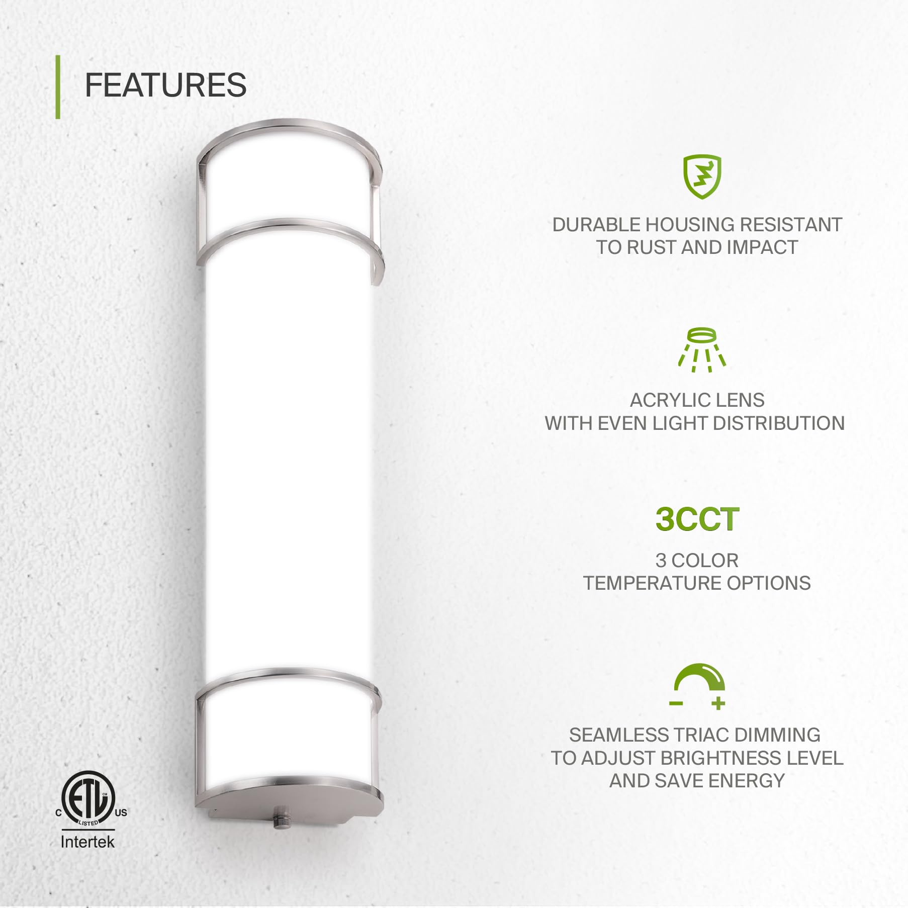 Snapklik.com : ASD LED 24 Inch Flush Mount Vanity Lighting Fixture 25W ...