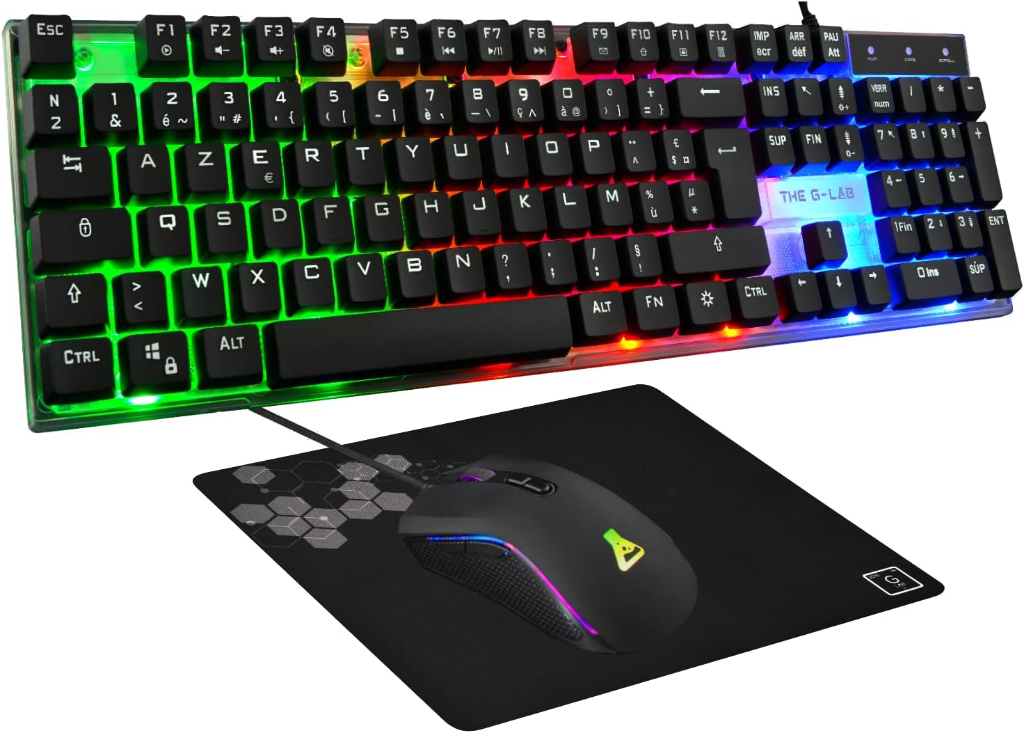 THE G-LAB - Combo Yttrium - Pack Gaming Azerty RGB, Clavier Gamer 105 ...