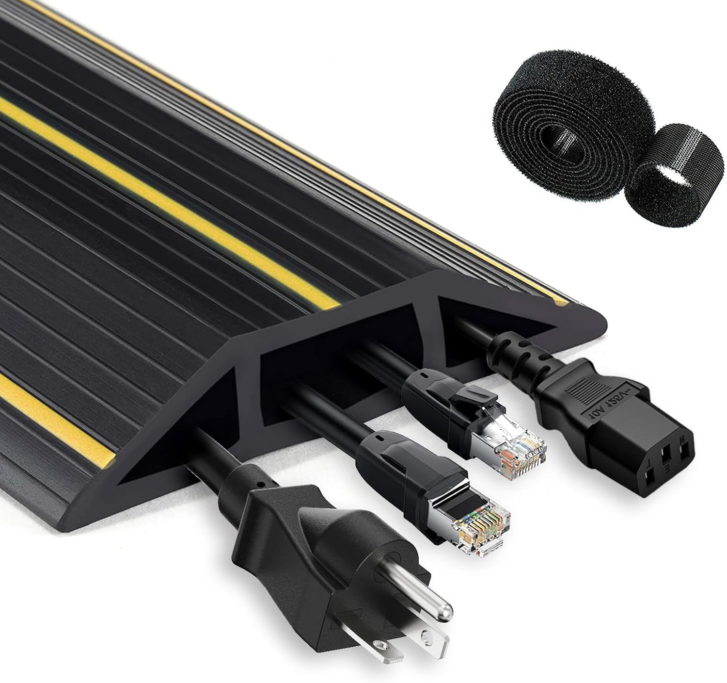 Cable Cover Floor, 10 Ft (3 M) Heavy Duty Cable Floor Protector 3 Cord ...