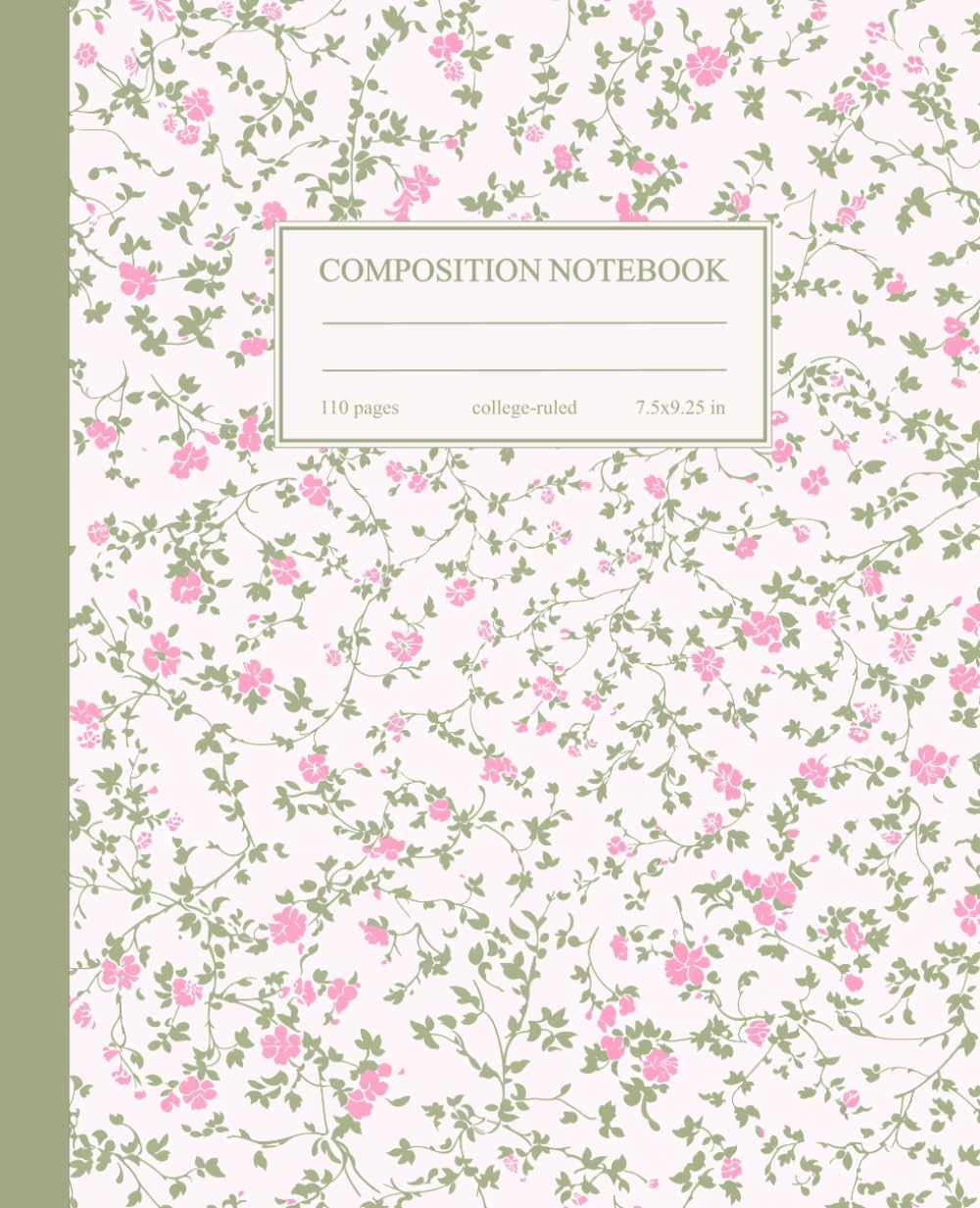 Composition Notebook College Ruled: Vintage Pink Flowers Botanical ...