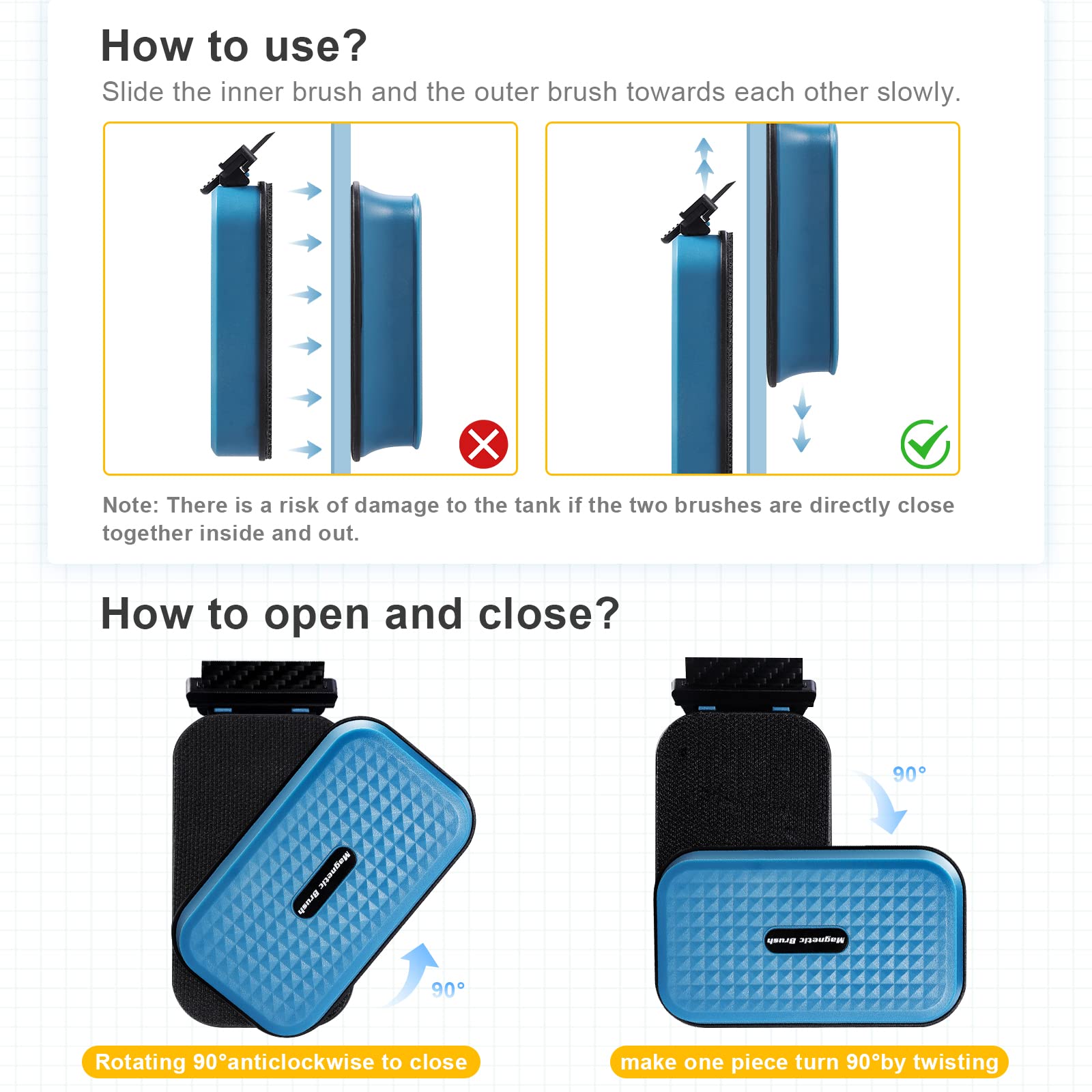 Aquarium Glass Scrubber Learay Magnetic Algae Scraper For Aquariums ...