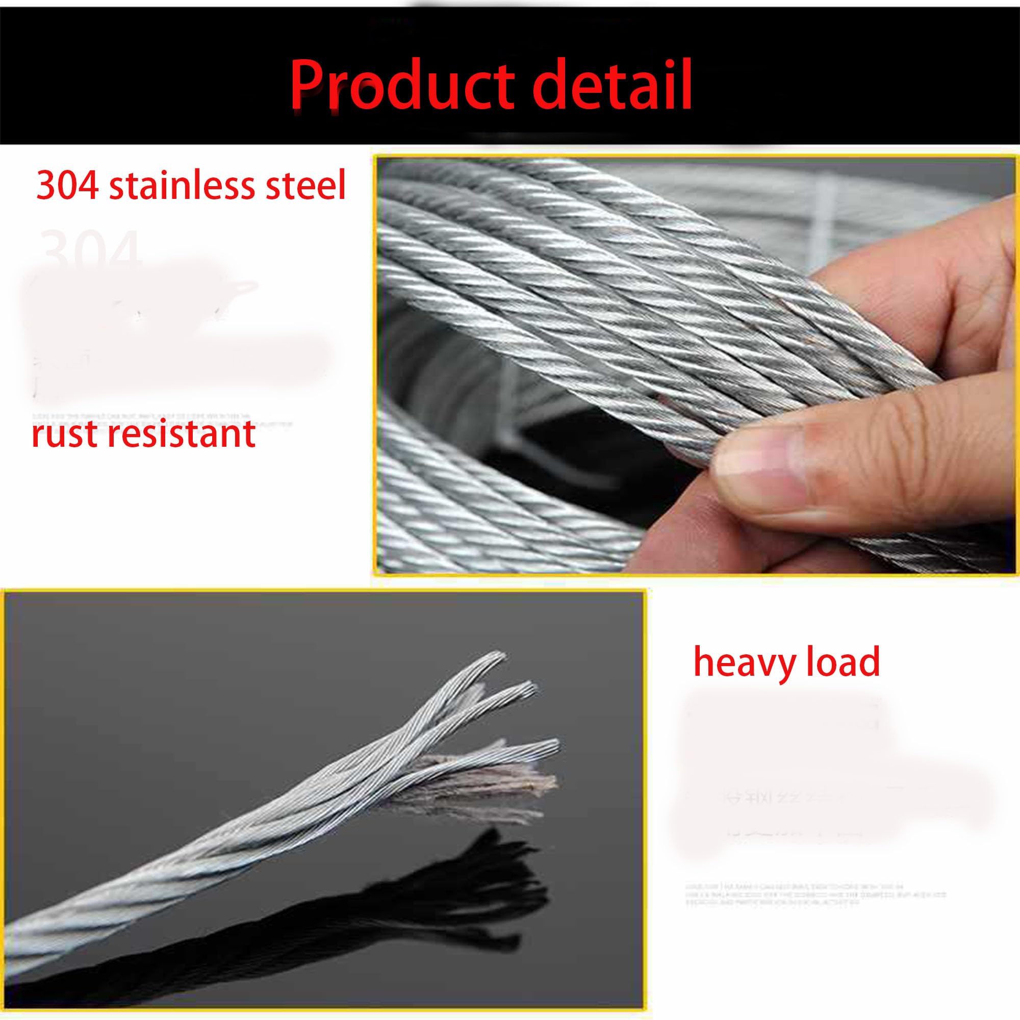 Snapklik.com : 304 Stainless Steel Safety Wire Garage Door Cable 9.6FT ...