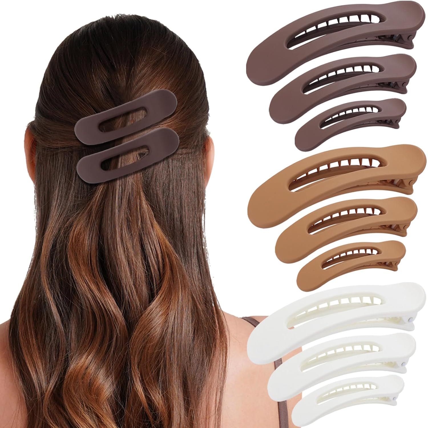 Amazon.com : 9PCS Flat Hair Clips Matte Lay Down Claw Clip for Thin ...