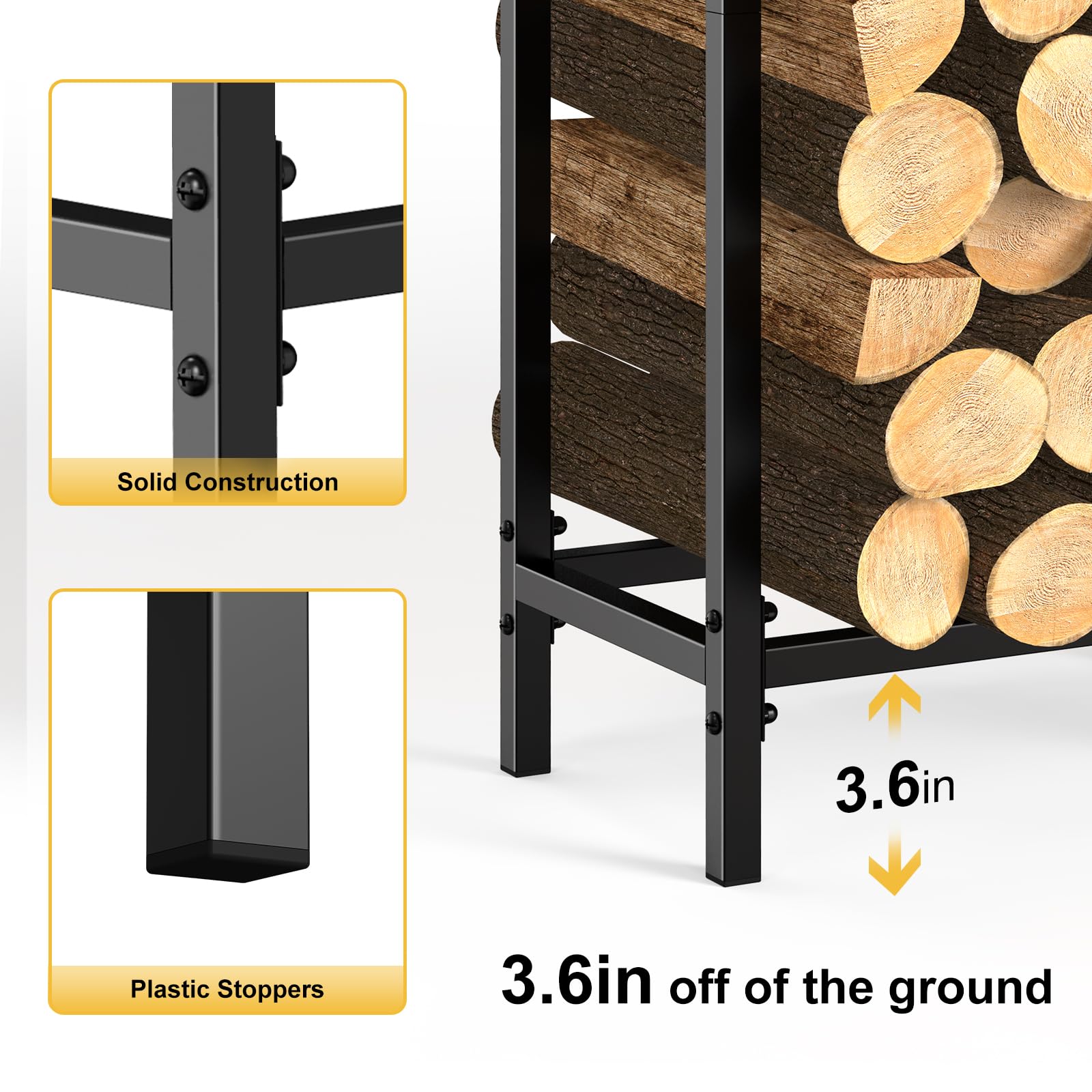NANANARDOSO 5.3ft Firewood Rack Outdoor Firewood Holder for Fireplace ...