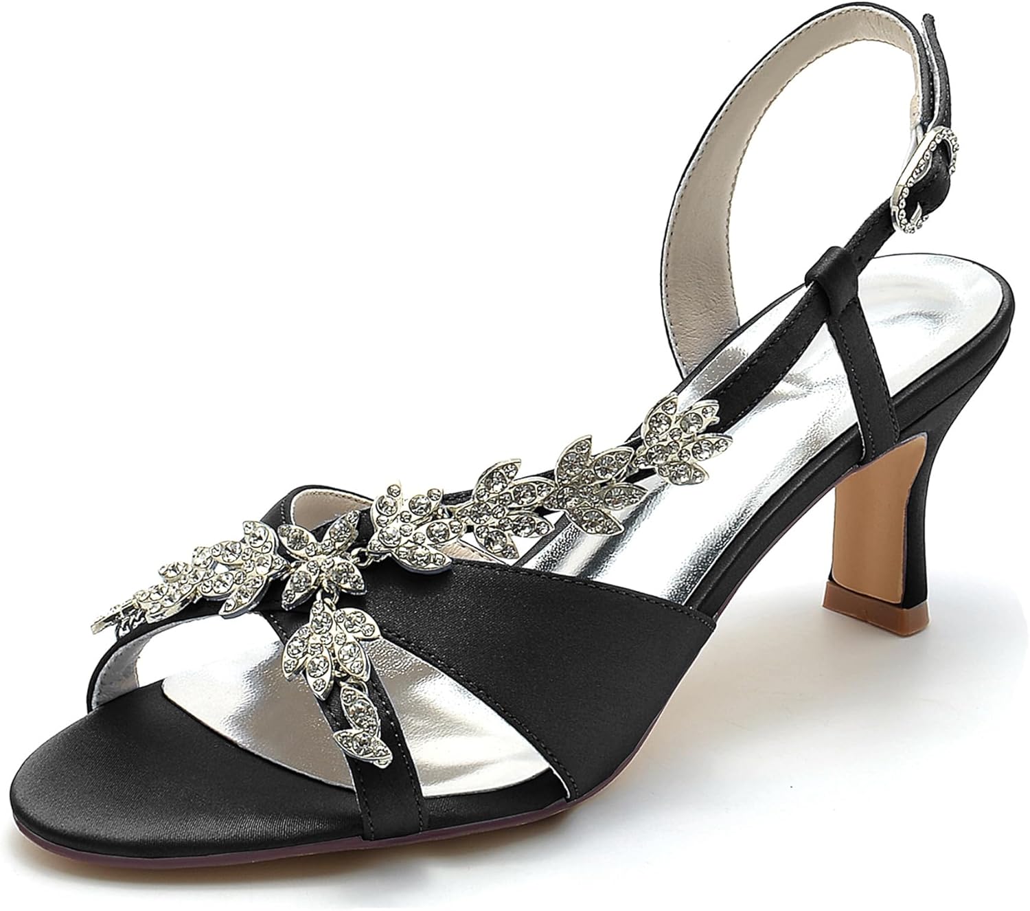 Amazon.com | Hanfike Women Formal Sandals Slingback Rhinestones Low ...