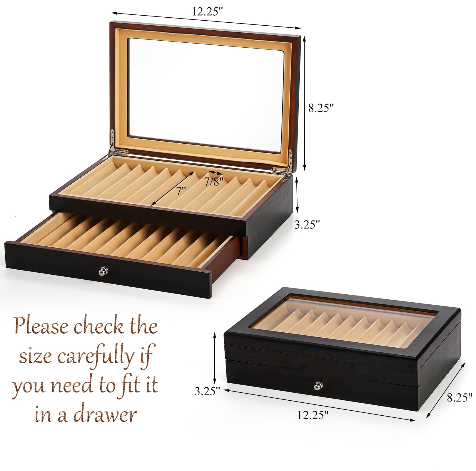 Yesland 2 Layer Ebony Wood Pen Display Box, 23 Slot Fountain Pen ...