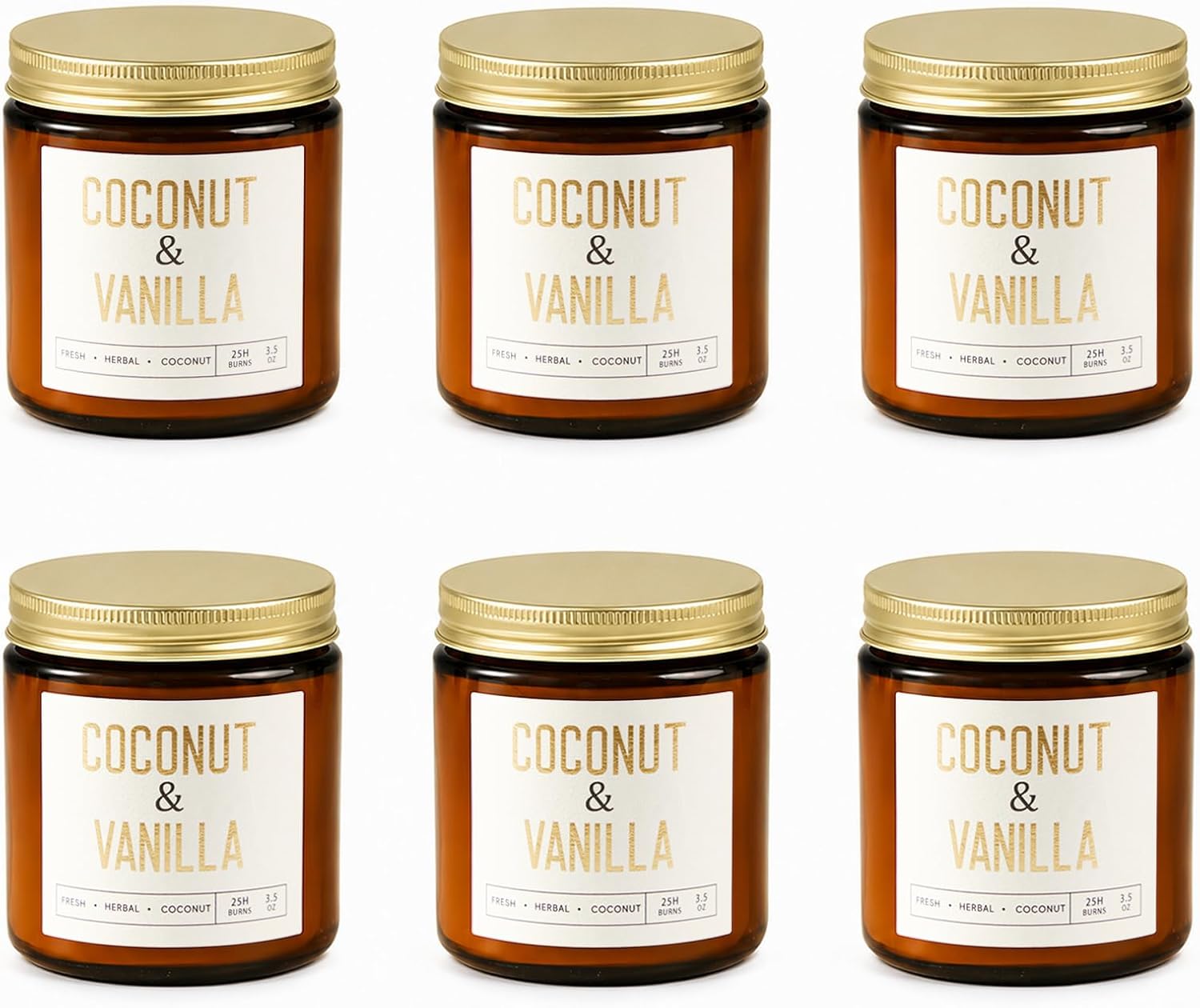 Amazon.com: Coconut Vanilla Candles, 6 Pack Scented Candles 3.5 oz Each ...