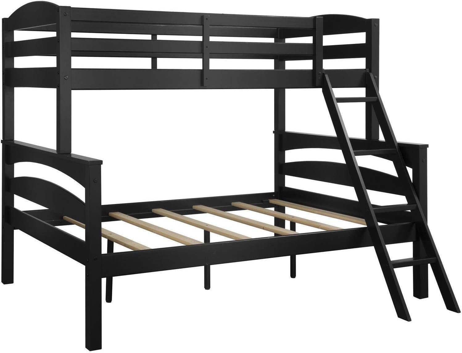 Amazon.com: Wood Bunk Bed with Ladder Twin Over Full Bedroom Furniture ...