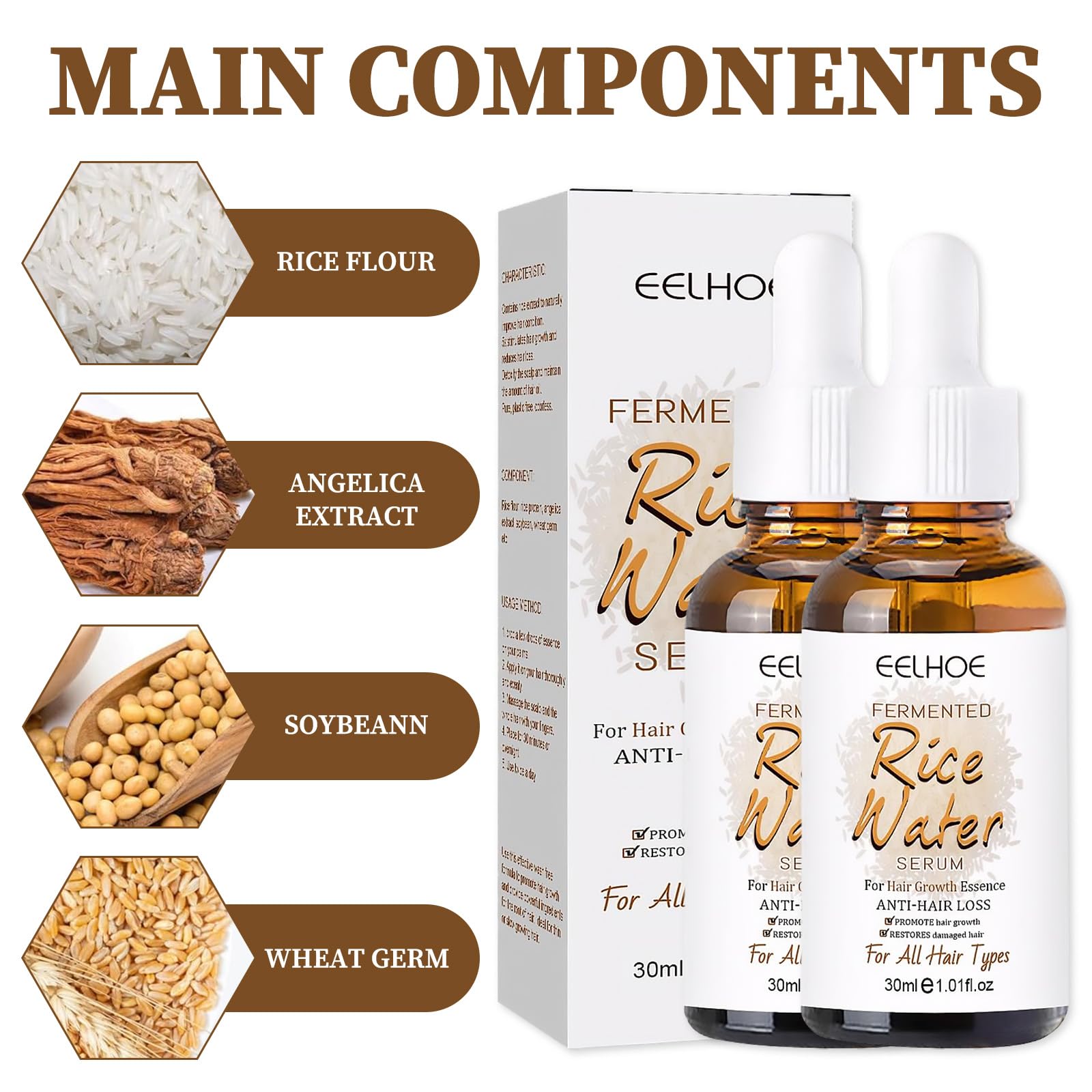 2PCS Rice Water for Hair Growth Rice Water Hair Serum for Dry Damaged ...